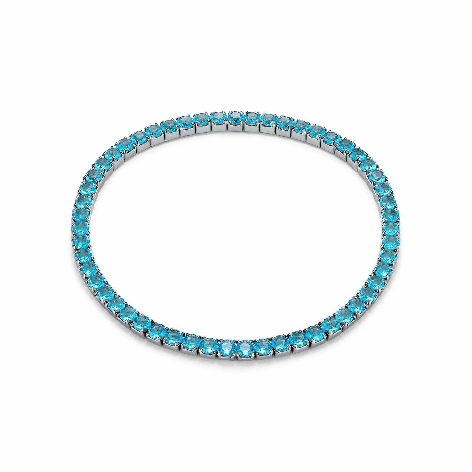 Браслет-цепочка, серебро, 925 проба, родирование, фианит