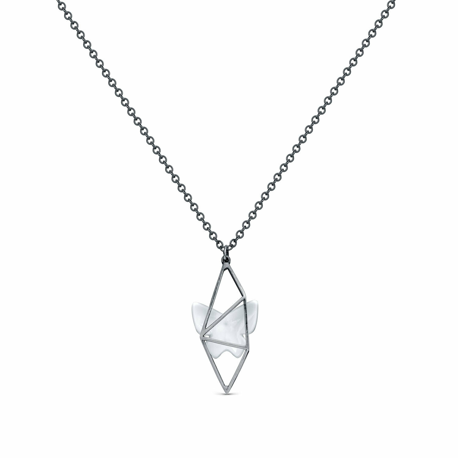 Колье, серебро, 925 проба, родирование, фарфор
