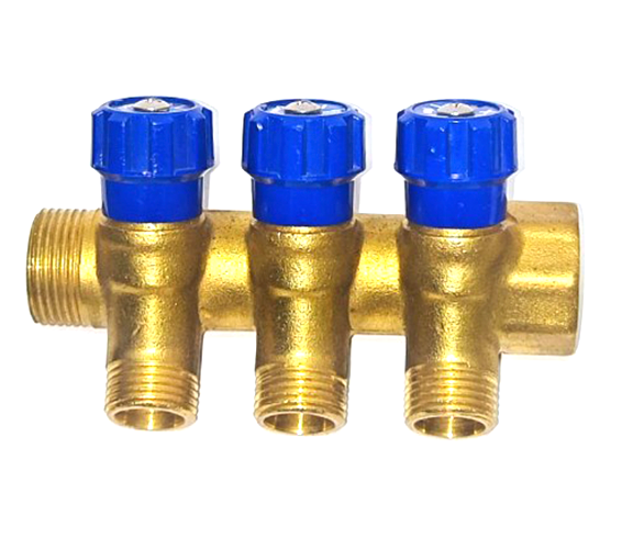 Коллектор, латунь, регулируемый, 3 выхода, для бани, ГВС, отопления