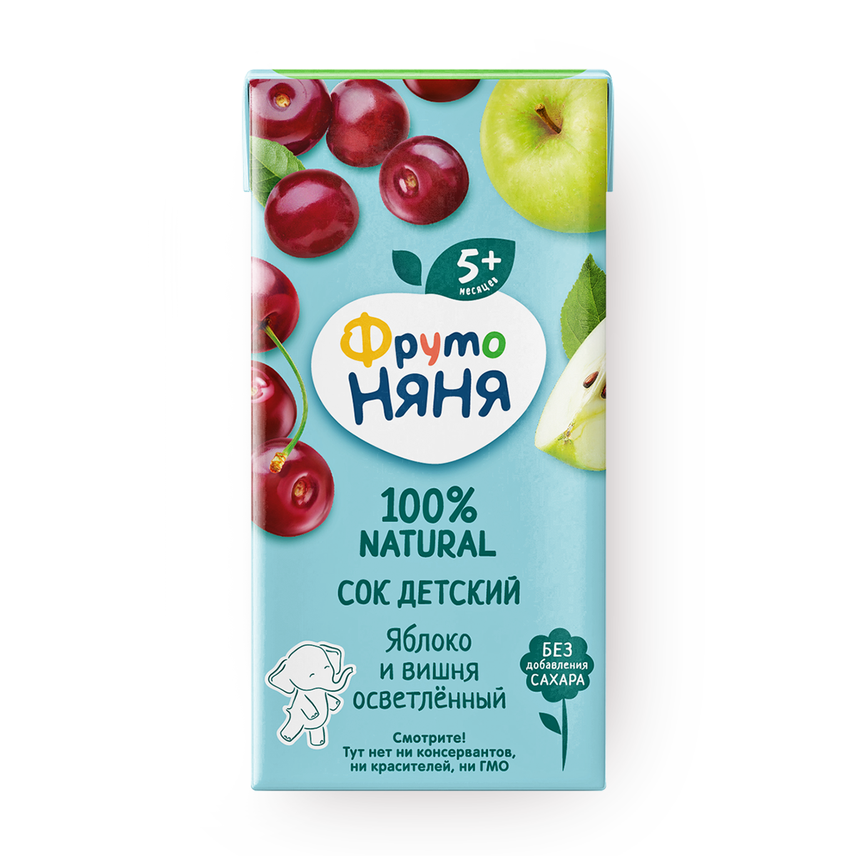 Сок ФрутоНяня "Яблоко и вишня", осветлённый, с 5 мес, 200 мл