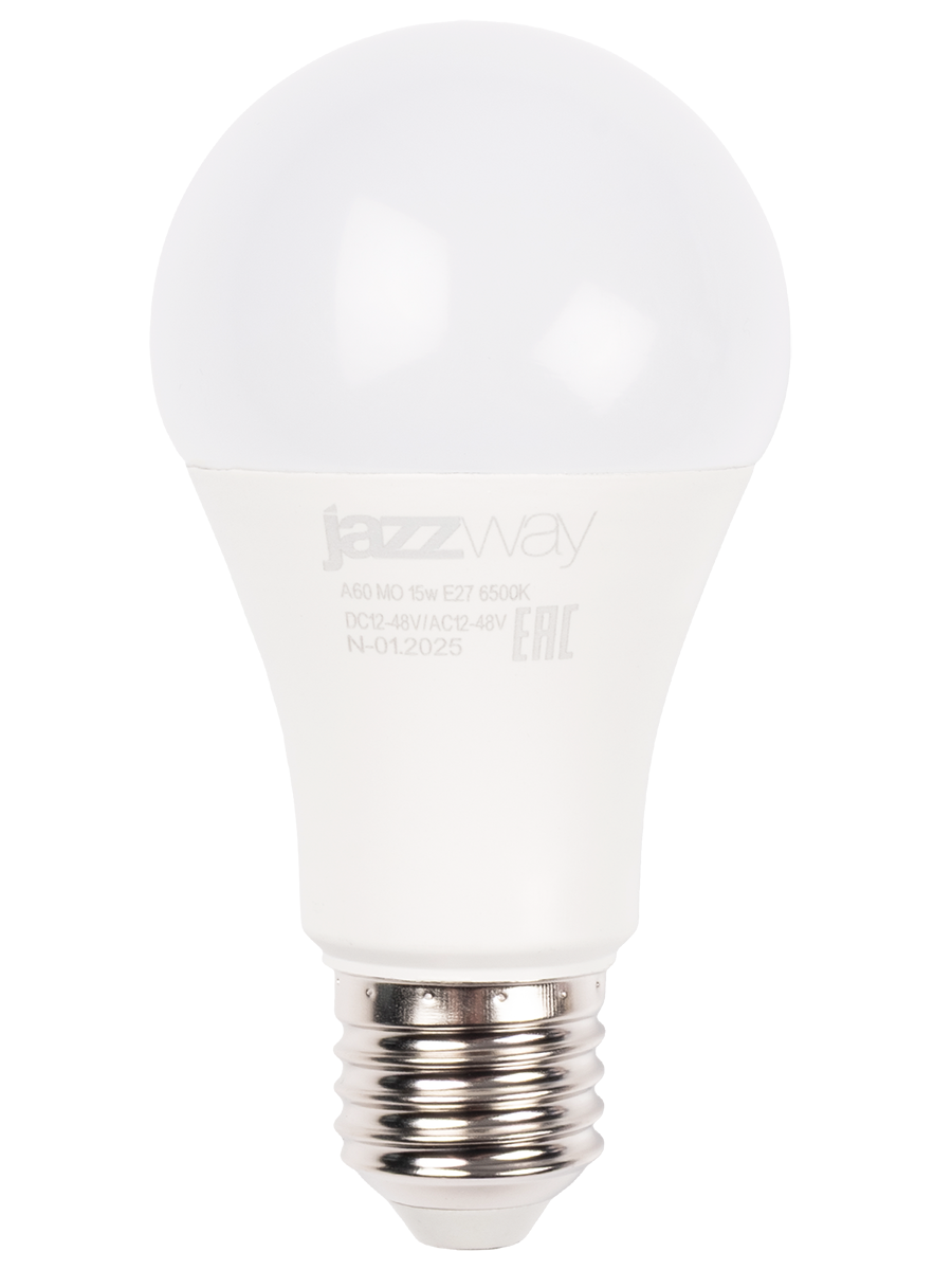Лампочка светодиодная специального назначения Jazzway PLED-A60 МО 15Вт, 6500K, E27, холодный белый свет, груша