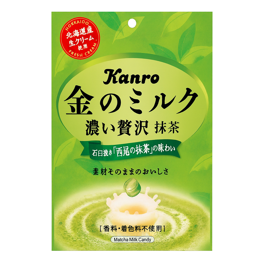 Kanro Gold Milk Candy Green Tea карамель с чаем мачча б/сахара 70 гр