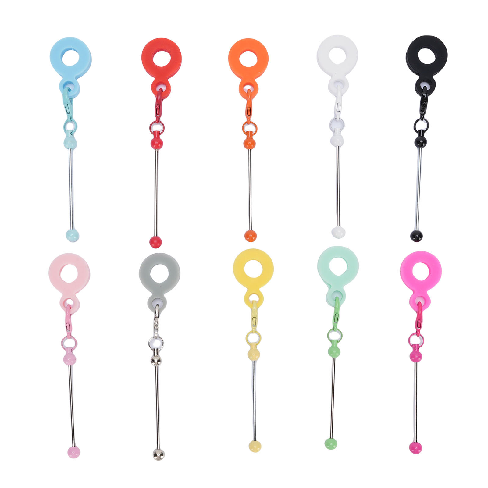 10 шт, пустые стержни из бисера, красочные силиконовые кольца, набор для изготовления подвесок-брелоков из бисера