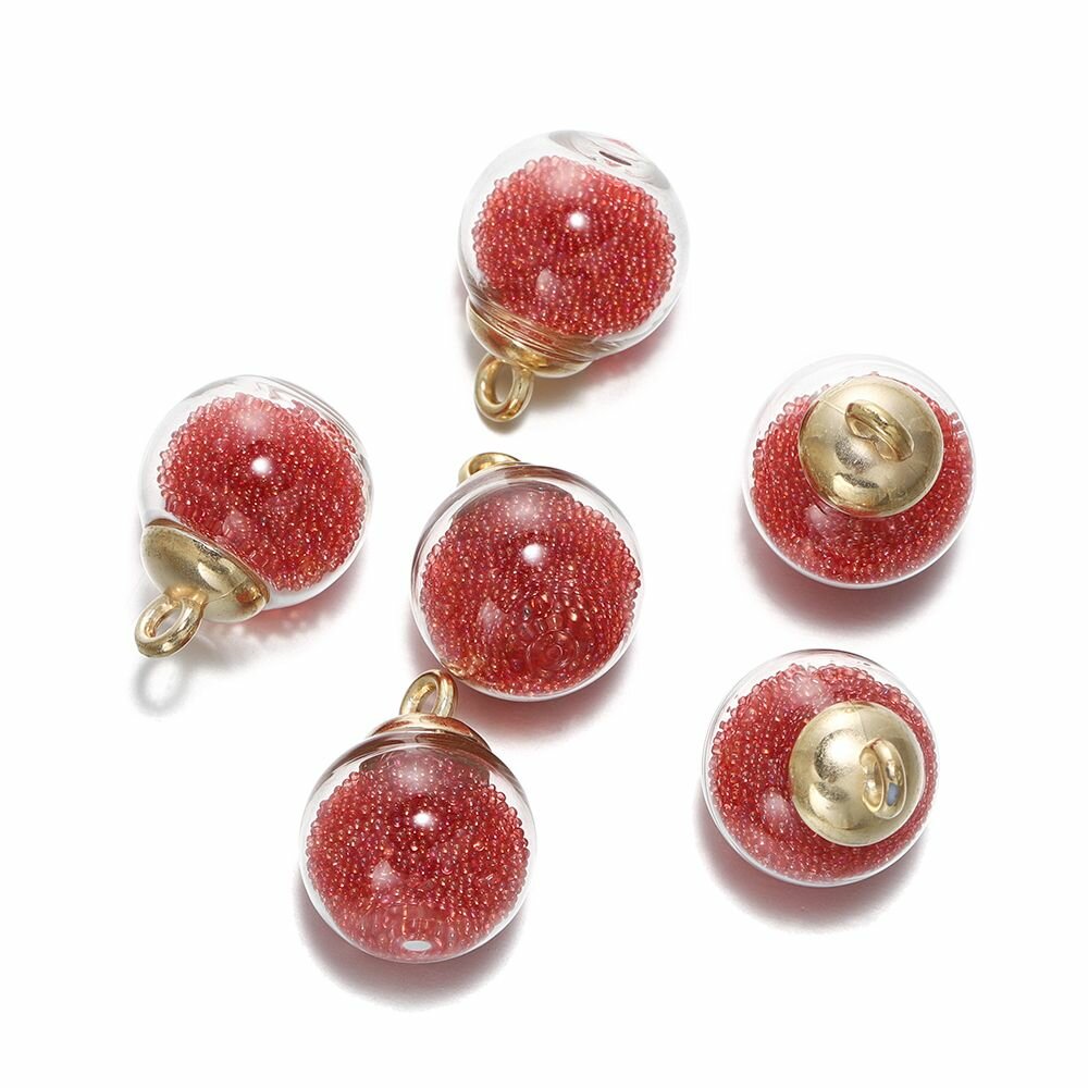 Хрустальные бусины/шармы с блестками внутри для рукоделия, творчества, украшений, сумок, 10 шт.