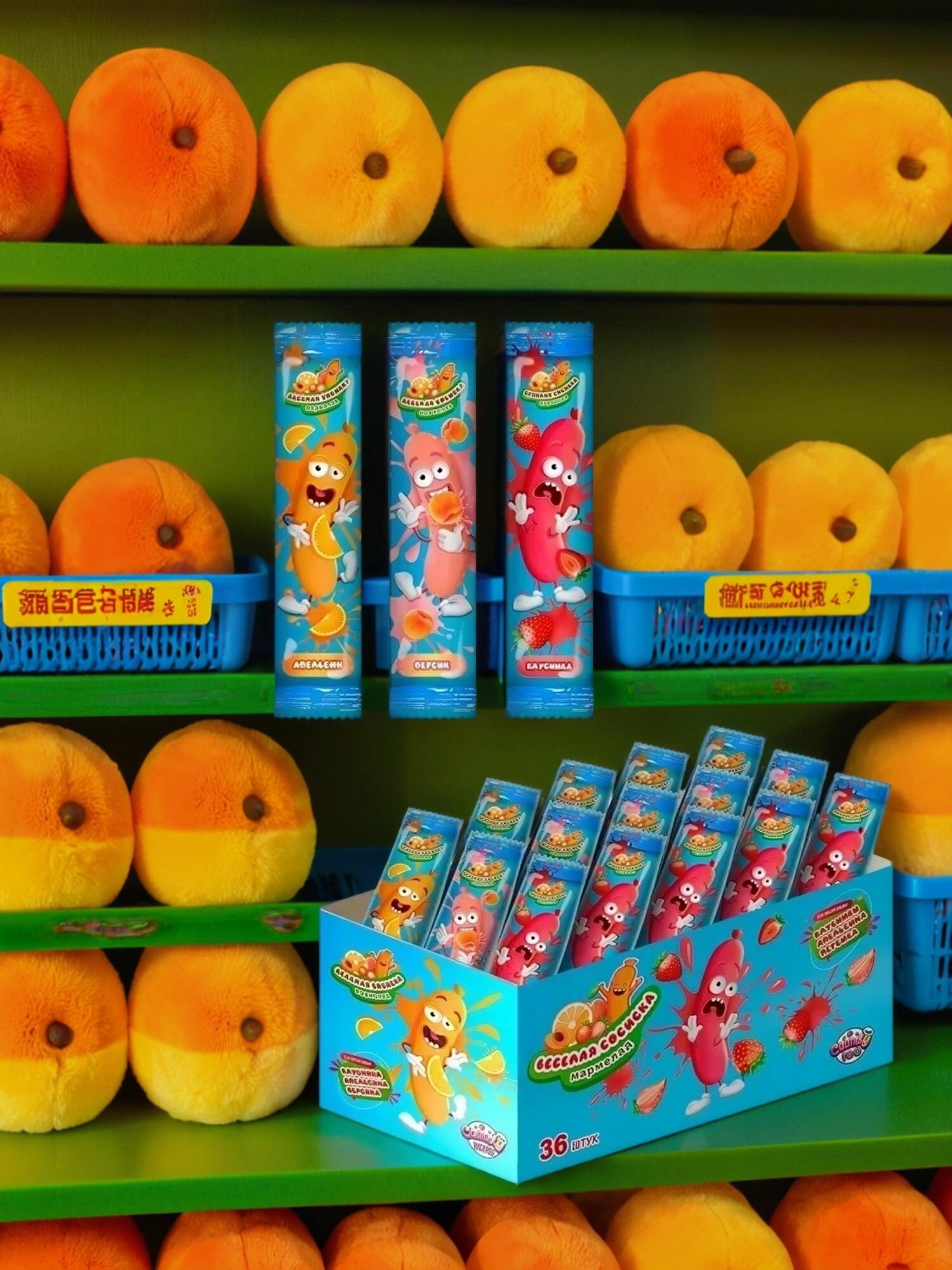 Жевательный мармелад Веселая сосиска, упаковка 36 шт х 12 г