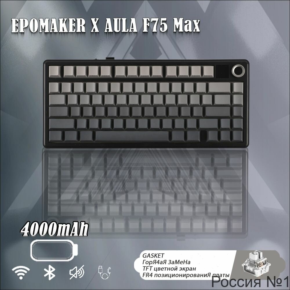 Механическая игровая клавиатура с TFT-дисплеем трехрежимным подключением (Bluetooth/2,4 ГГц/USB-C), световой эффект RGB, британская раскладка, черный