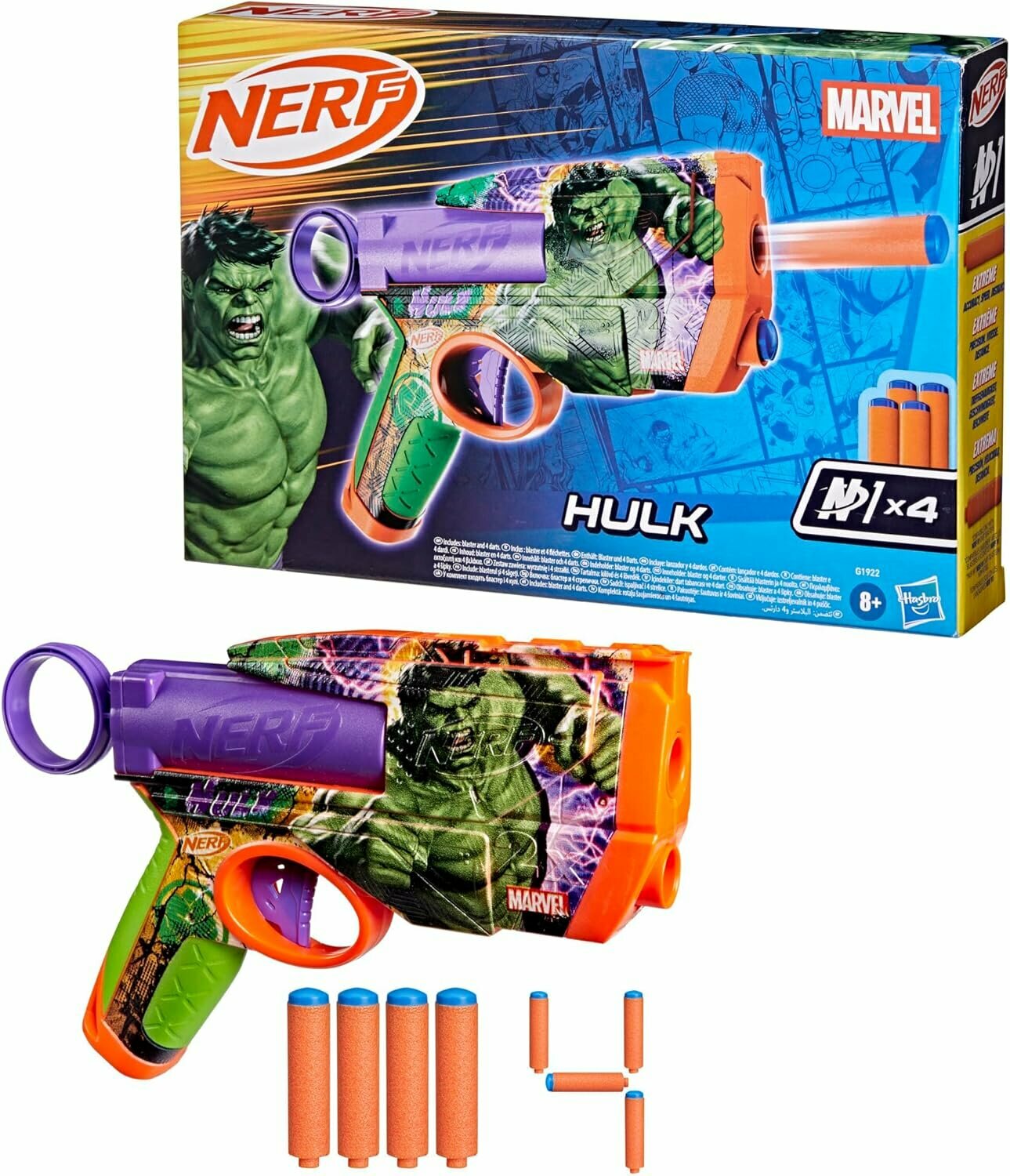 Игрушечное оружие Hasbro Nerf - Бластер Marvel Hulk + 4 дротика - Нерф G1922