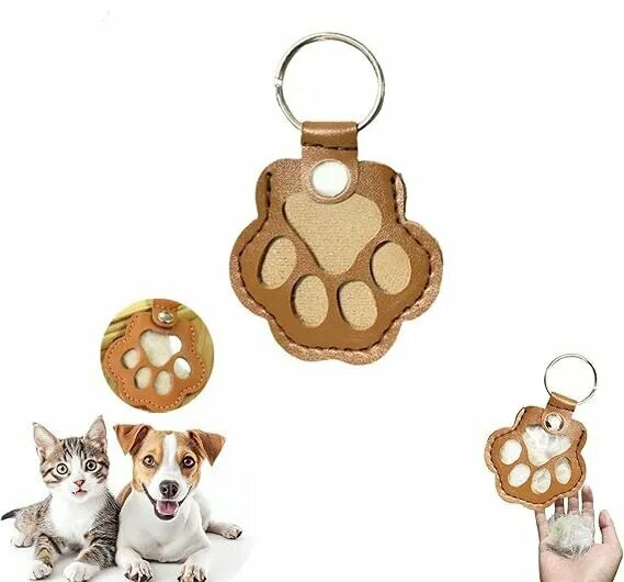 Памятный брелок с шерстью для кошек и собак, милый брелок с отпечатком лапки