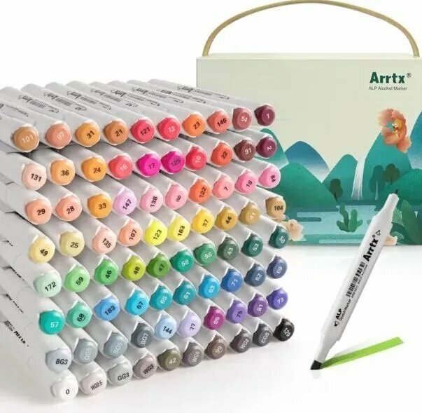 Набор маркеров Спиртовой, толщина: 2 мм, 80 шт. для скетчинга