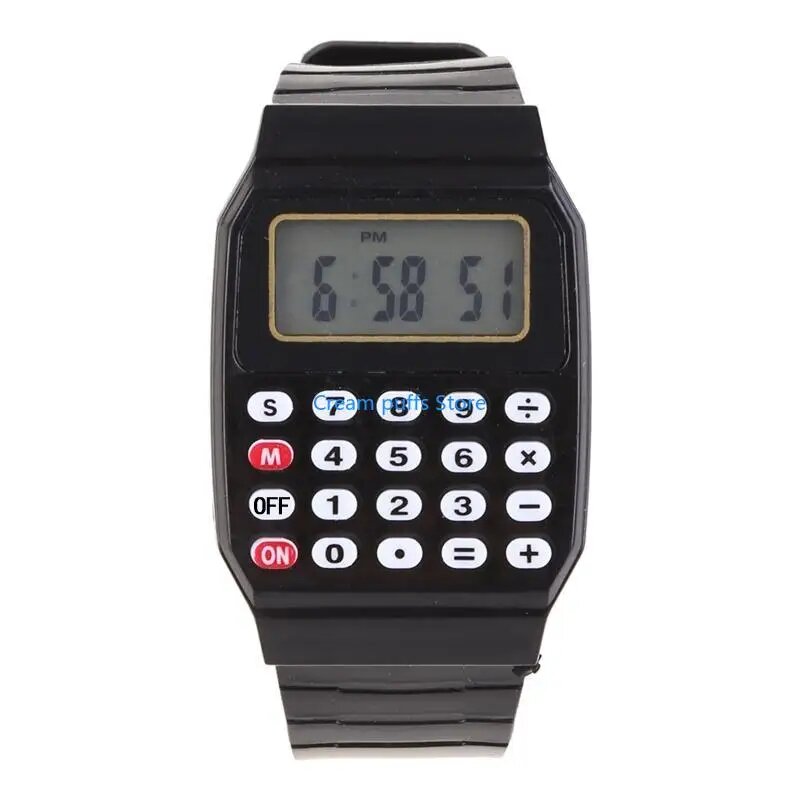 JAVRICK Часы-калькулятор детские силиконовые Black