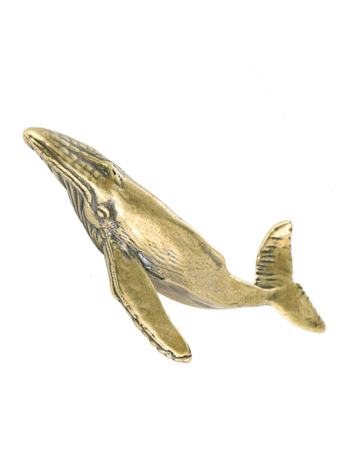 Старинная латунная статуэтка кита Старинное металлическое украшение для оформления дома в океанской тематике