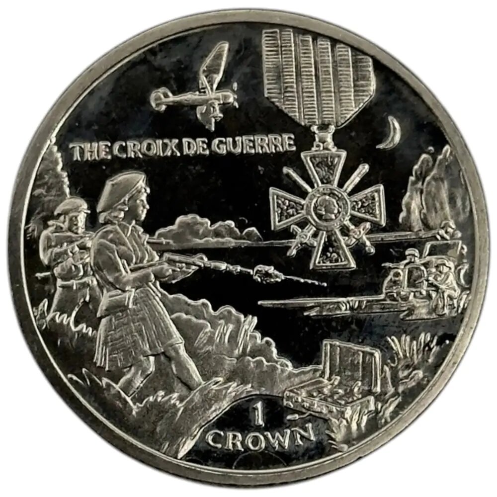Остров Мэн 1 крона 2004 г. (Награды второй мировой войны - Военный крест, Франция) (CN)