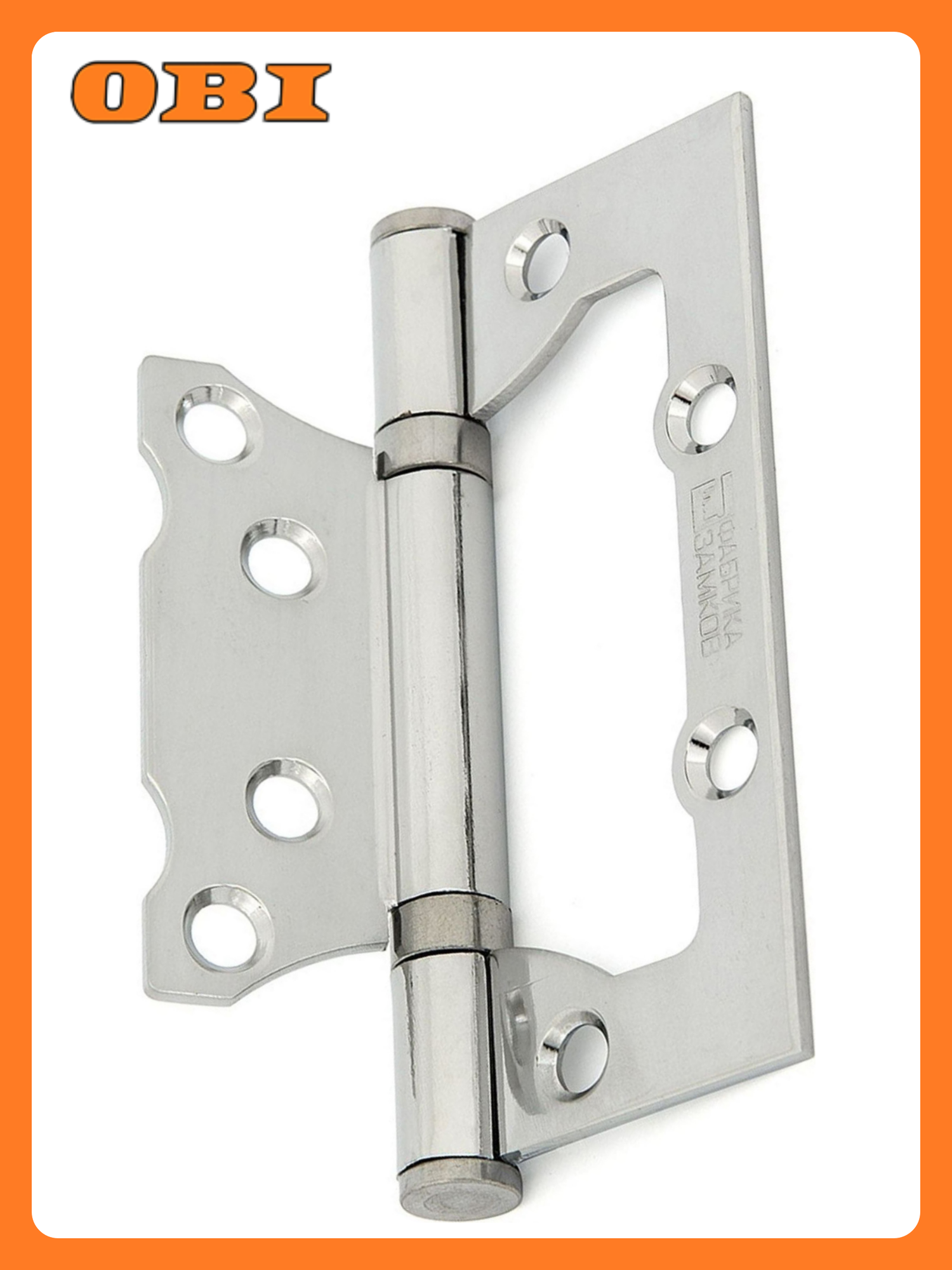 Дверная петля разъемная накладная фабрика замков 100х75х2,5 мм хром, 1шт