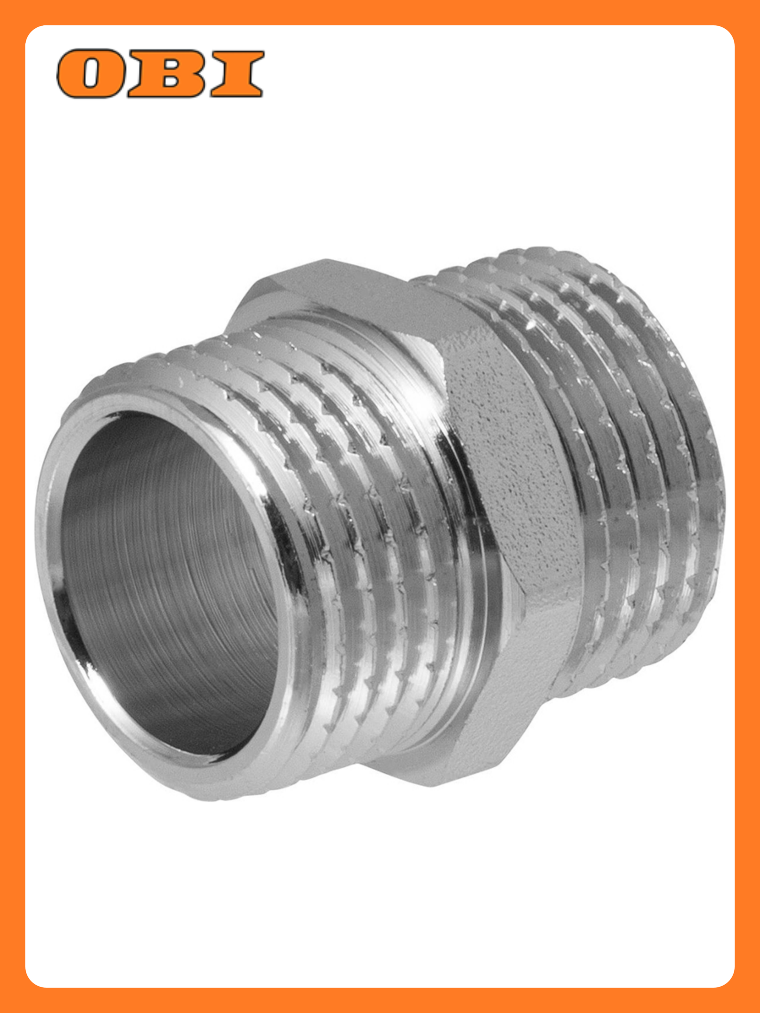 Ниппель MPF 1/2", латунь CW617N, с никелевым покрытием, 26 мм