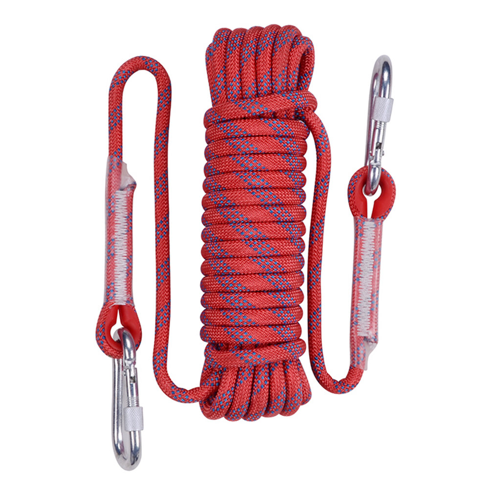 50 Strands Climbing Rope 10mm, 10M/20M/30M, Red/Yellow/Blue/Black, Polyester+Polypropylene, Safety Fire Escape Rescue Survival Caving Climbing Equipment Parachute Rope