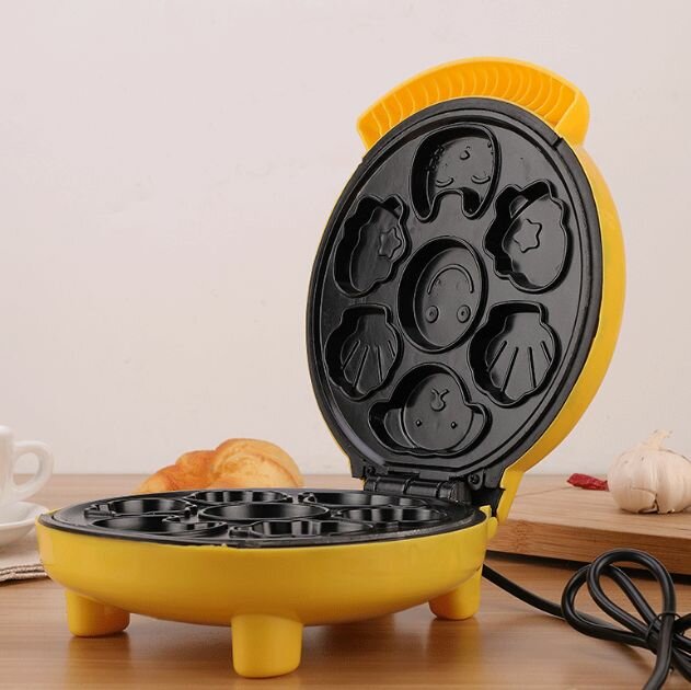 Электровафельница. Вафли в виде мультяшных персонажей (Желтый)