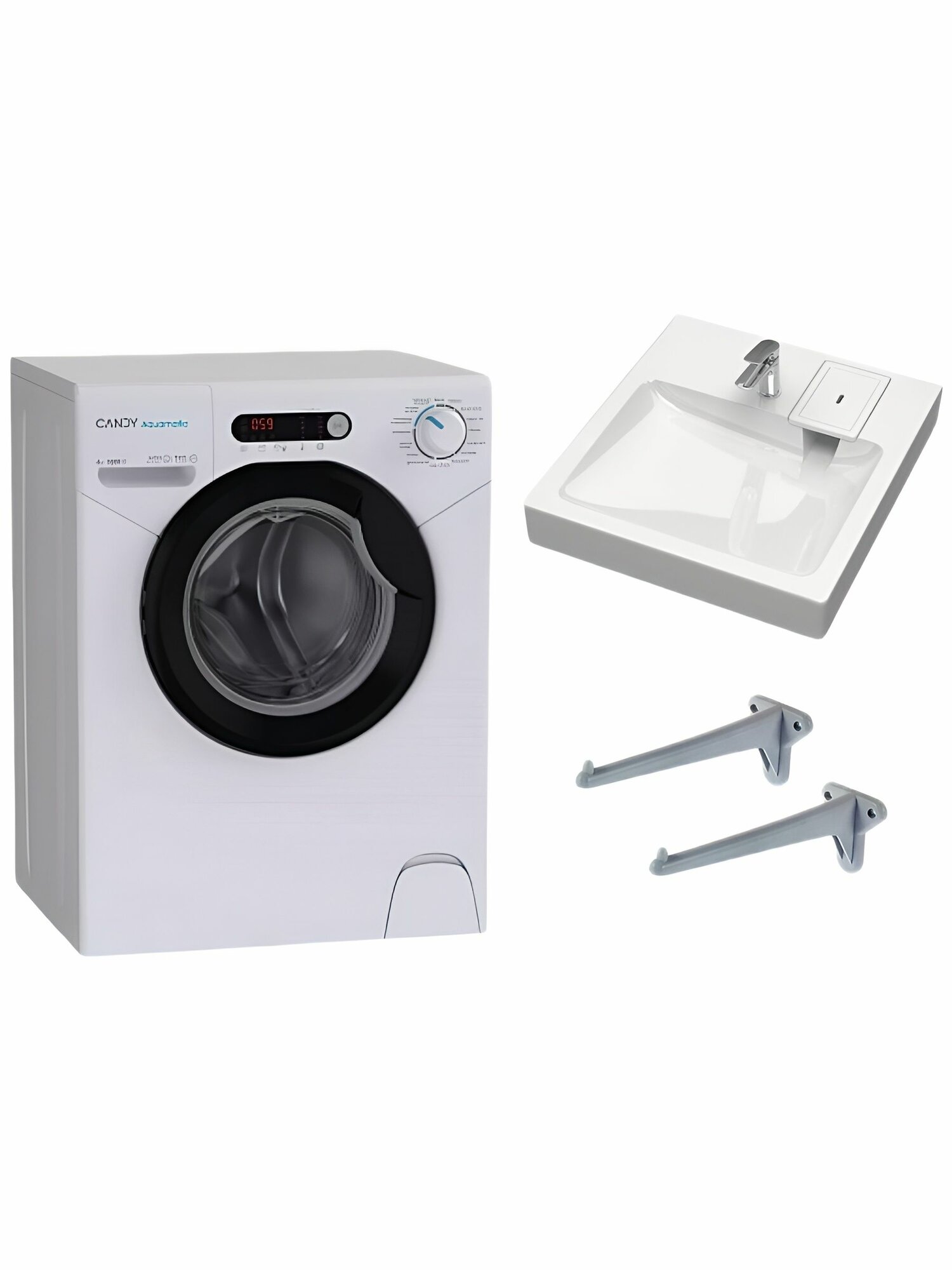 Мини стиральная машина Candy Aqua 1043DR-07 с раковиной Марго V58 над стиральной машиной