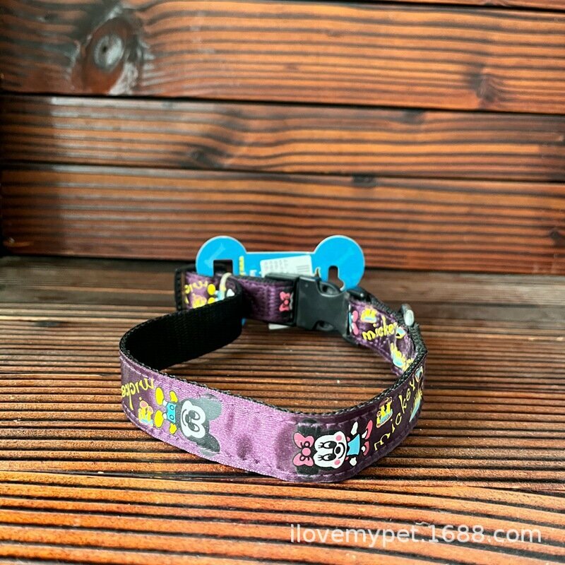 Камики с ошейником на шею Кружевной ремешок на шею Микки Маус (пряжка) 2,5 см - темно-фиолетовый