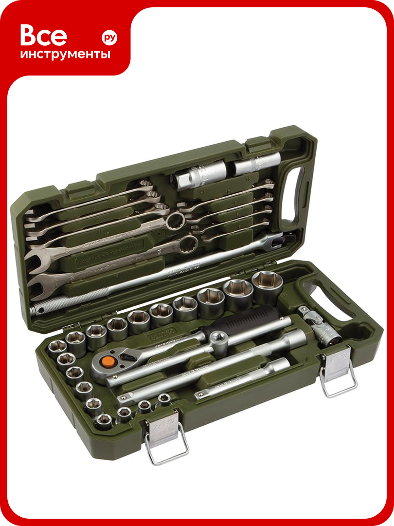 Набор головок Дело Техники 1/2" с комбинированными ключами, 35 предметов 620735, для работы с шестигранным крепежом