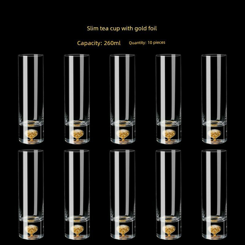 Элитный стакан для воды из хрусталя с золотой фольгой, креативная прозрачная чашка для зеленого чая в стиле лайт-люкс,