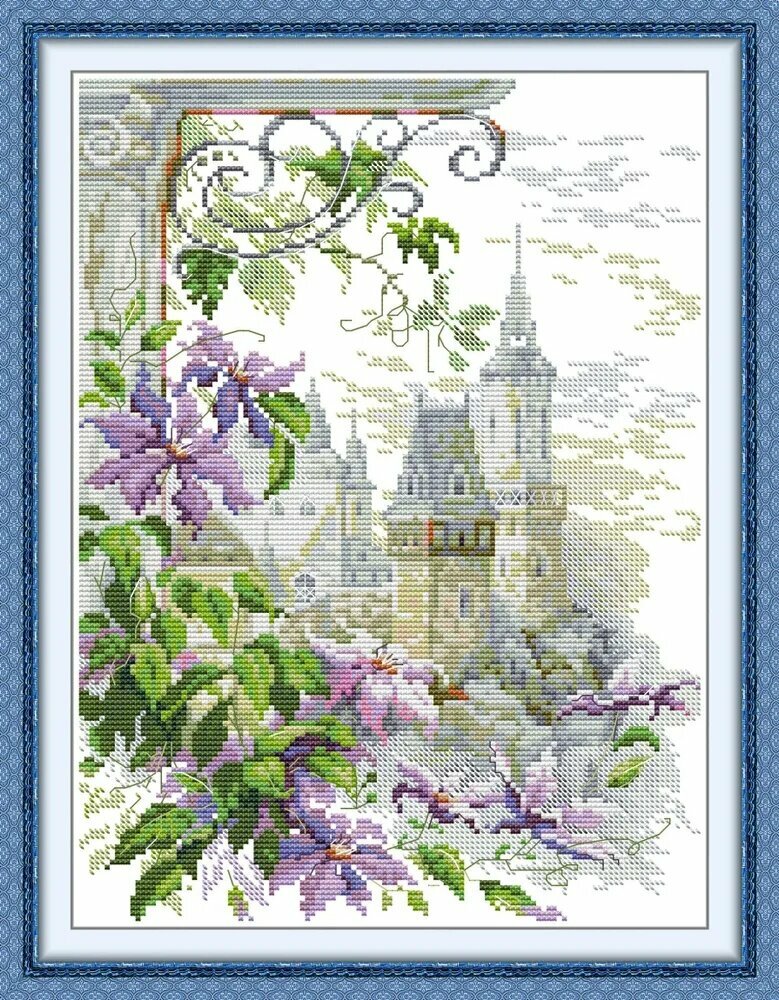 NKFвышивка крестом наборы, Схема на16CT "Клематис",26*32CM