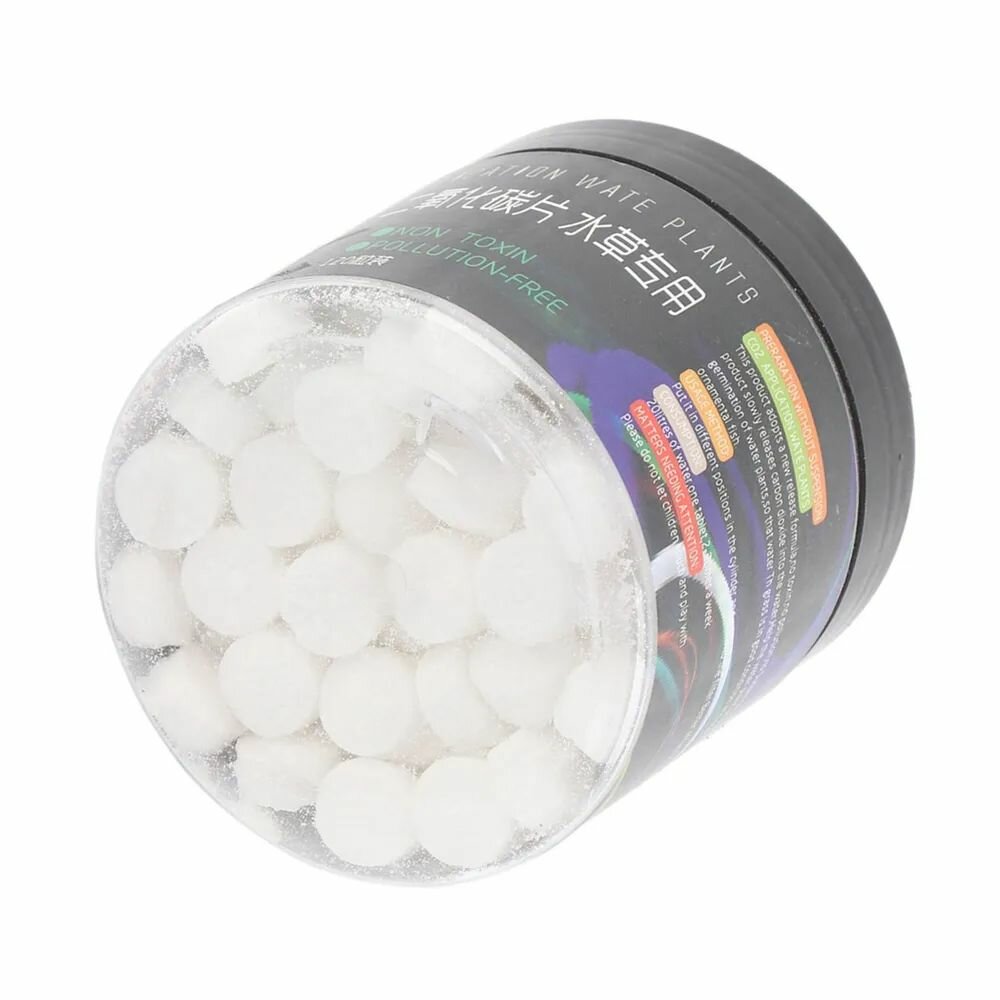 Таблетки углекислого газа для подводных растений и трав в аквариуме с рыбами, диффузор CO2, размер 7*7*7cm/2.8*2.8*2.8inch, упаковка 1 бутылка, для 20 литров воды, применение 1 раз в неделю