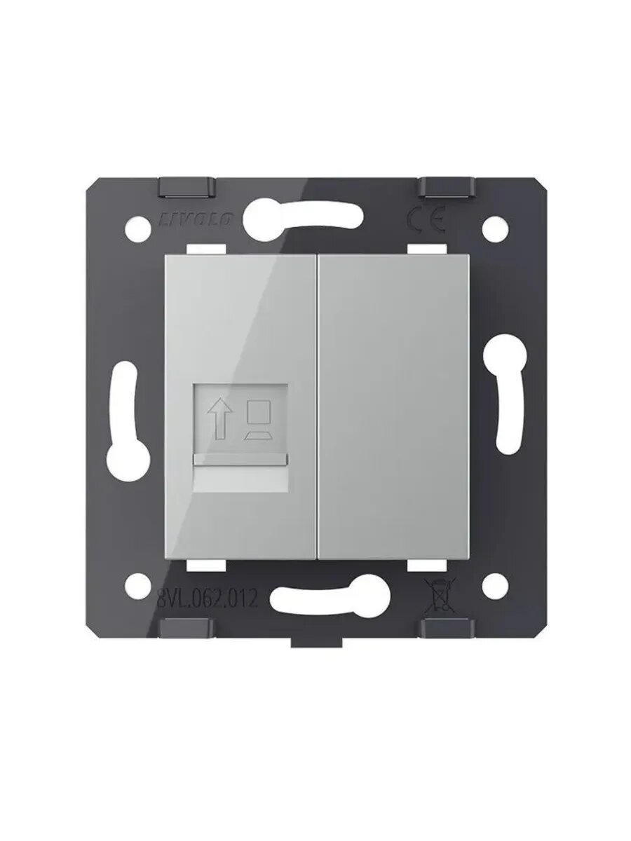 Механизм розетки RJ-45 интернет, серый, скрытый монтаж