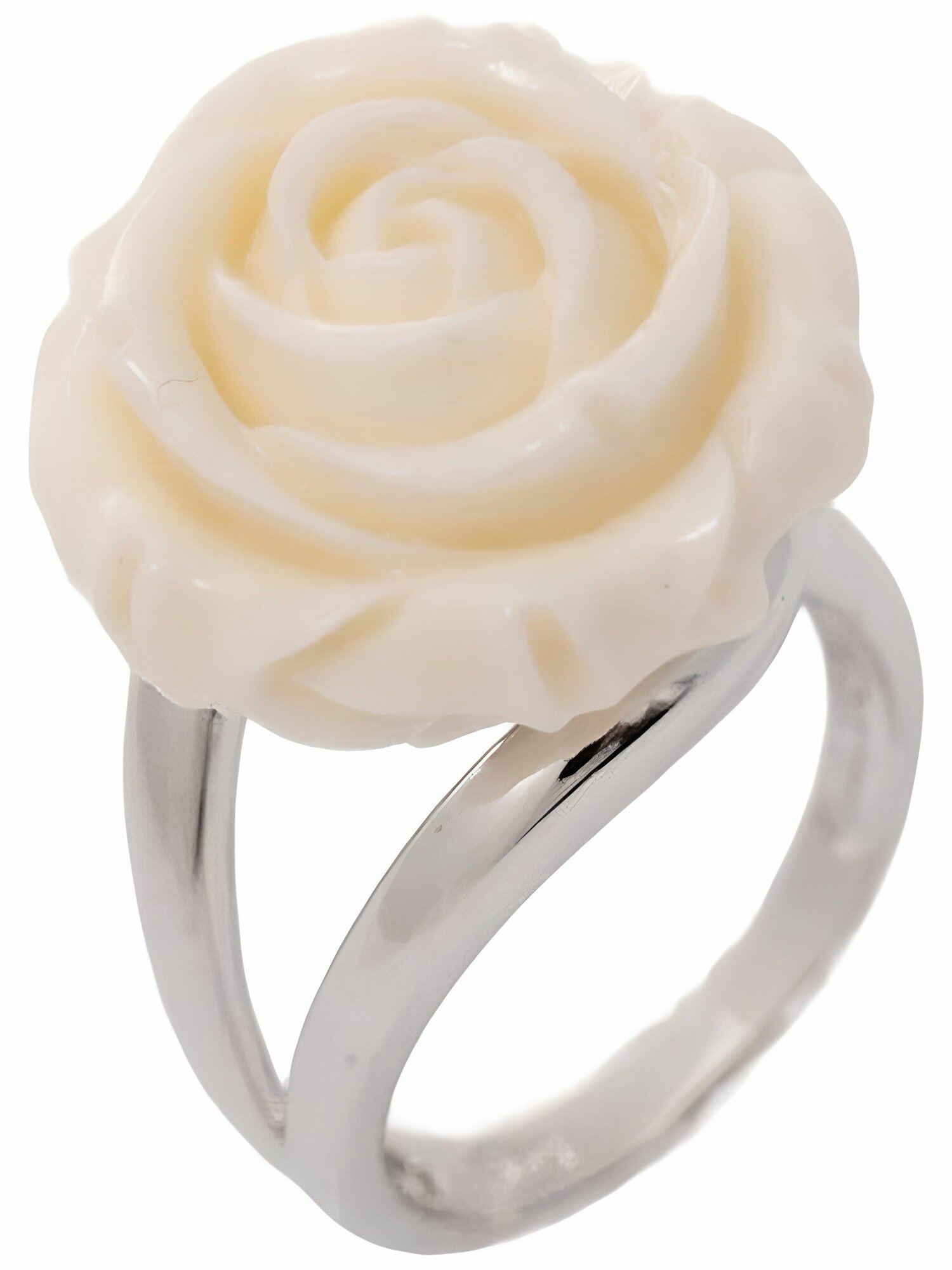 Кольцо тонкое, серебро, 925 проба, родирование, коралл