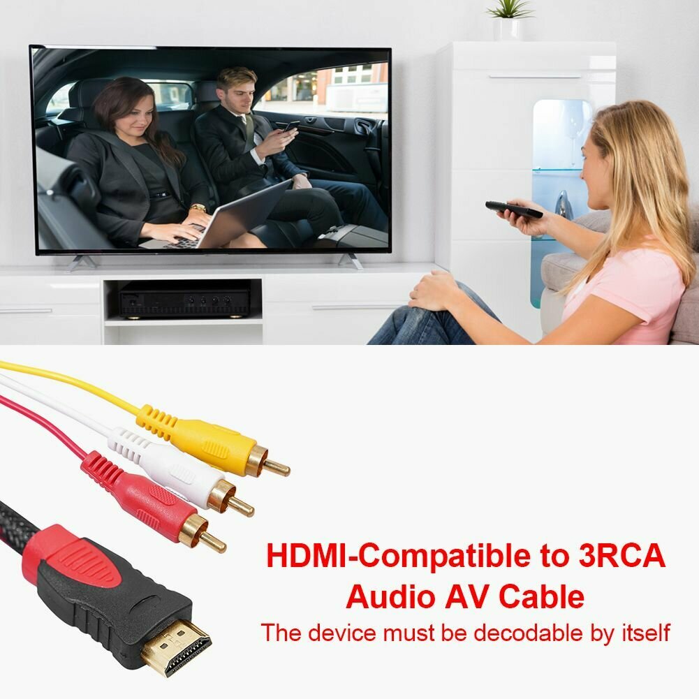 Кабель передачи видео HDMI в аналоговый формат RCA, 1.5 м, с защитой от помех