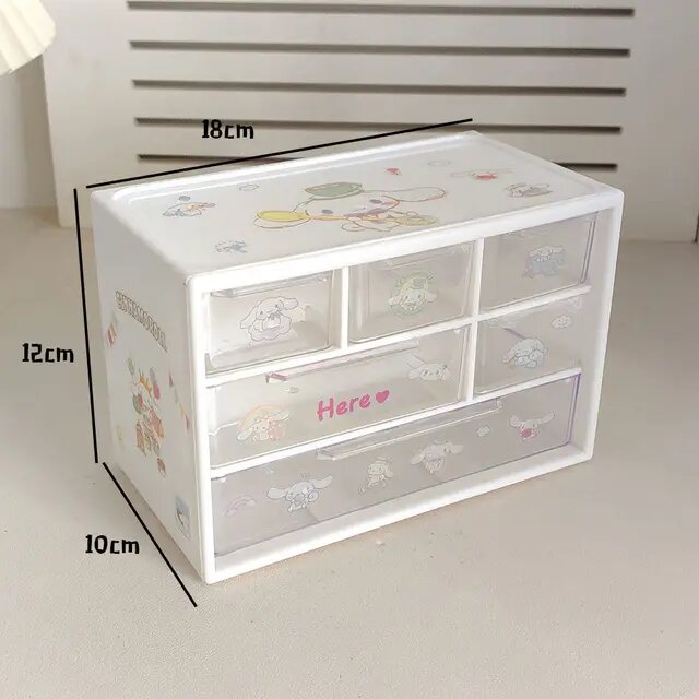 Настольный ящик для хранения MINISO с наклейками Kuromi Cinnamoroll Melody