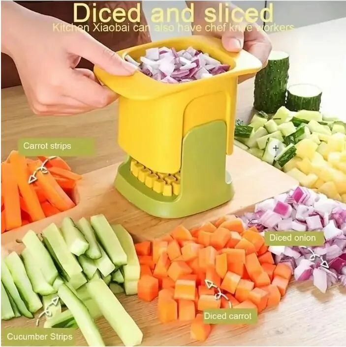 Овощерезка, терка, шинковка, нож для фигурной нарезки соломкой и кубиками картофеля фри, овощей и фруктов