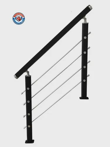 Перила для лестницы и балкона 1000 мм, карбоновая сталь + нержавейка, поручень 50 мм, комплект с крепежом, черные/белые, стиль лофт/минимализм, безопасные ограждения для дома и террасы