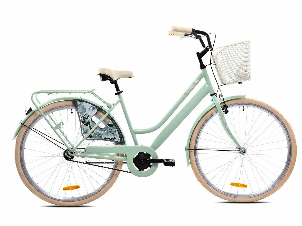 Велосипед CAPRIOLO CITY AMSTERDAM LADY (FIX), рама сталь 18', колёса 28' (фисташковый - белый)