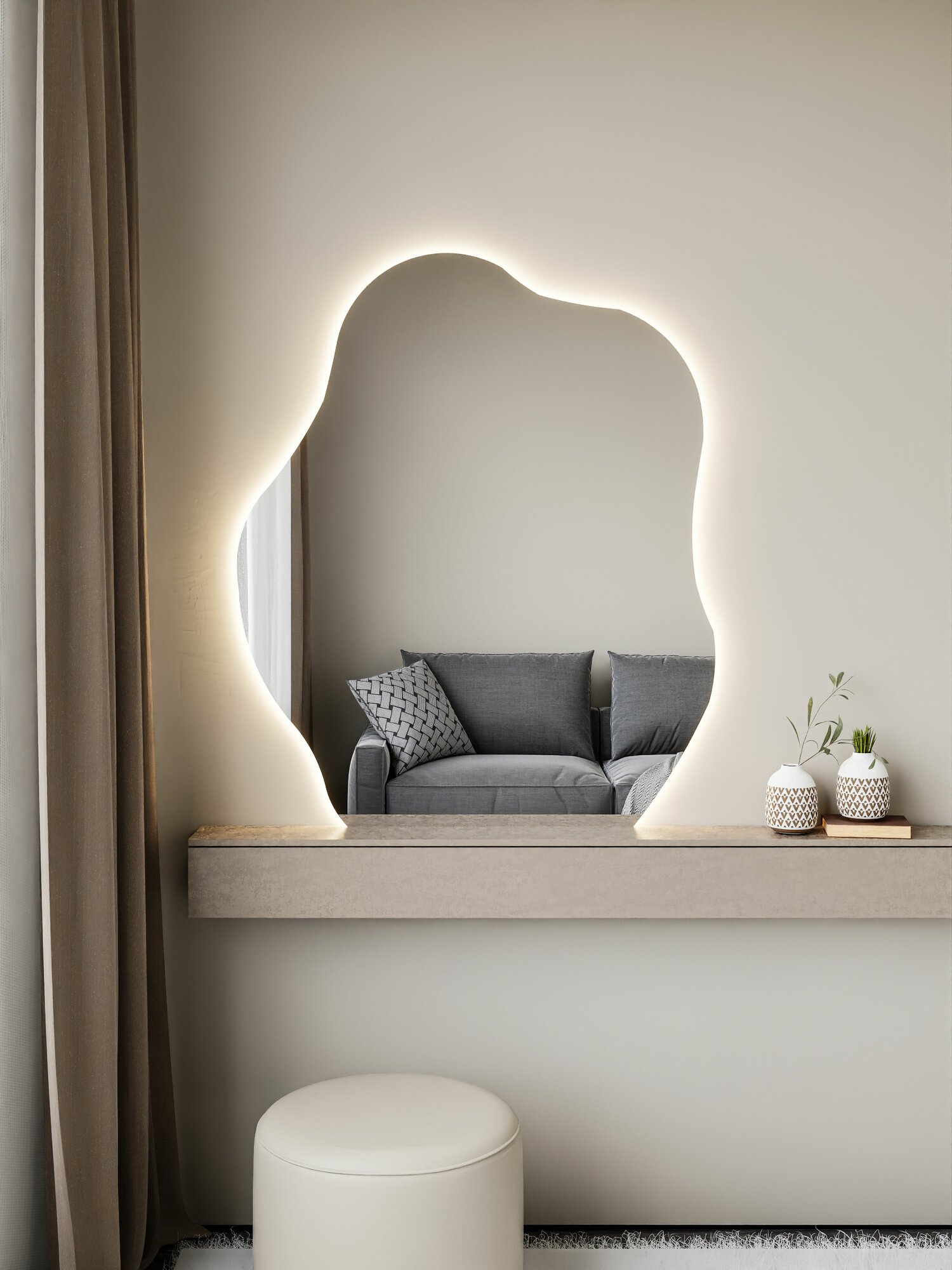 Зеркало настенное 110х95 см. BLX MIRROR М3 фигурное с подсветкой нейтральный свет 4500К