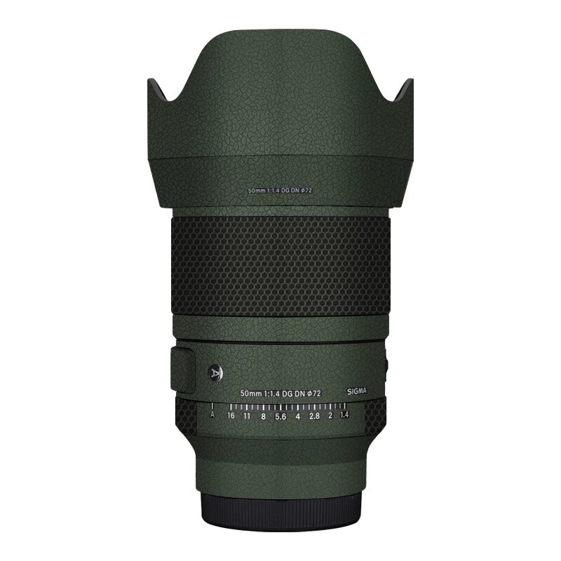 Защитная пленка для объектива Sigma 50mm F1.4 DG DN с кожаной текстурой в зеленом матовом исполнении для камер Sony E/L