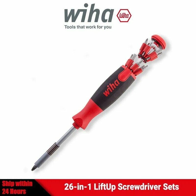 Wiha 40907 Набор отверток LiftUp 26 в 1 с держателем бит и магазином, комплект из 13 двойных бит