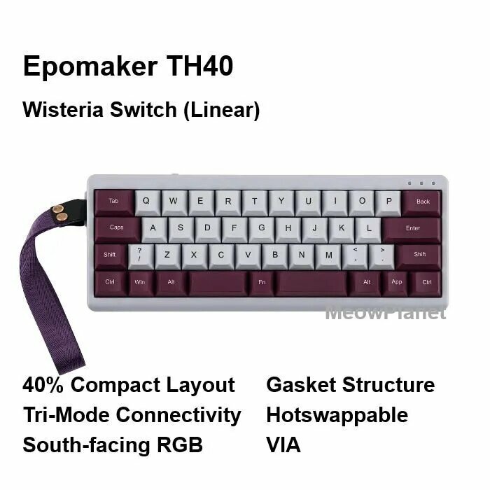 EPOMAKER Игровая клавиатура беспроводная , Английская раскладка, фиолетовый