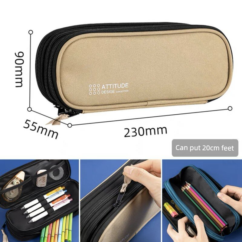 Пенал Deli из холщовой ткани, многофункциональная сумка для канцелярских принадлежностей с держателем для ручек для