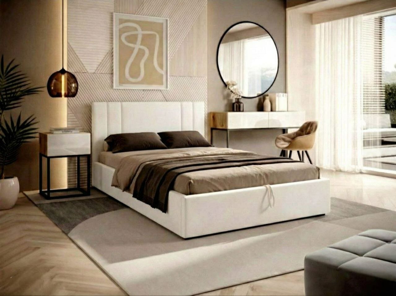 Кровать "Amelia ", 120х200 ортопедическая ламель, микровелюрная обивка, с подъемным механизмом, белый