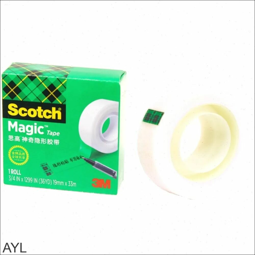 Клейкая лента канцелярская 19 мм x 33 м, 1 шт.