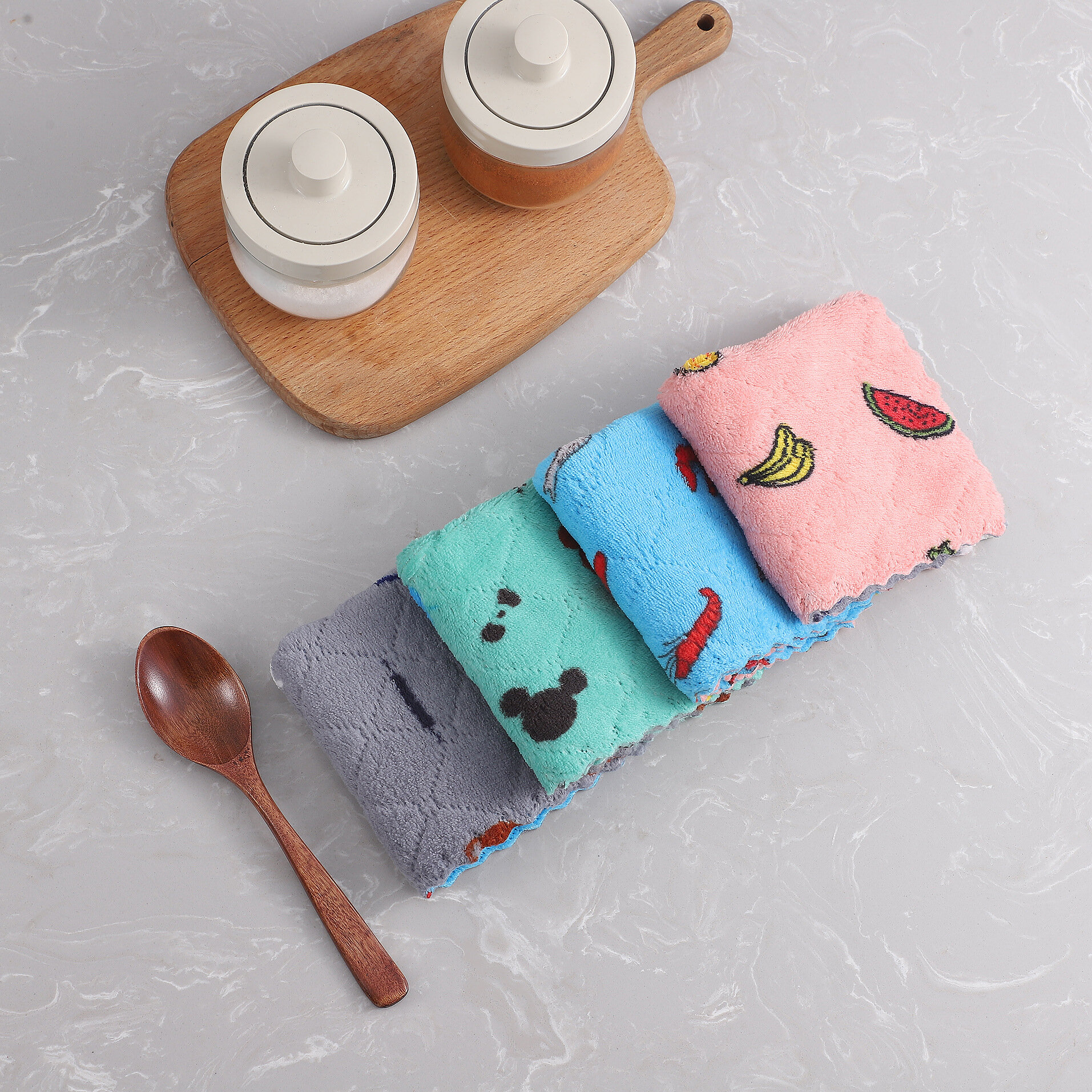 Печатная тряпка утолщенная ленивая тряпка для чистки кухни коралловый флис мочалка впитывающие кухонные принадлежности