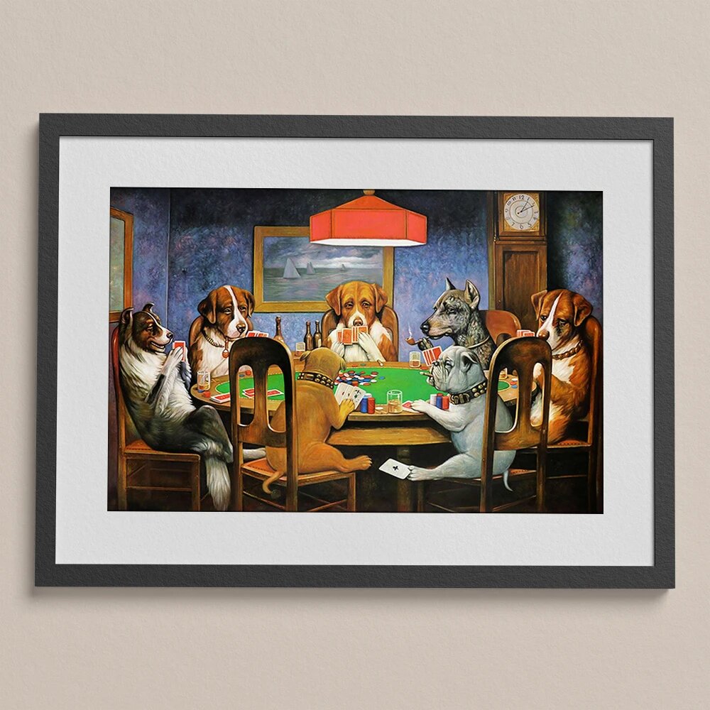 Живописный постер "Собаки играют в покер", HOVIMAISI 60X90cm No Frame