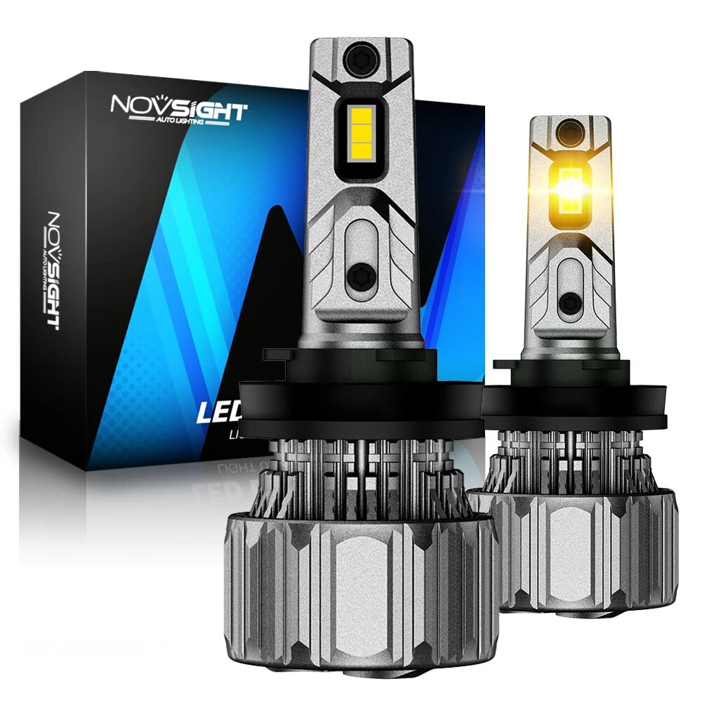 NOVSIGHT H11 светодиодные лампы H8 H9 Автомобильные фары 70 Вт 15000LM 3000 К светодиодные лампы 12 В с вентилятором мини размер фары автомобильные аксессуары