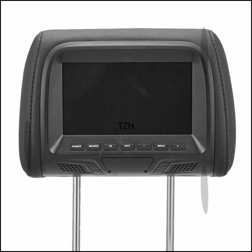 Стильный 7дюймовый монитор на подголовник для задних пассажиров, оснащенный эксклюзивным мультимедийным проигрывателем с поддержкой AV USB SD MP4 MP5 и FMрадио, черный цвет LZ