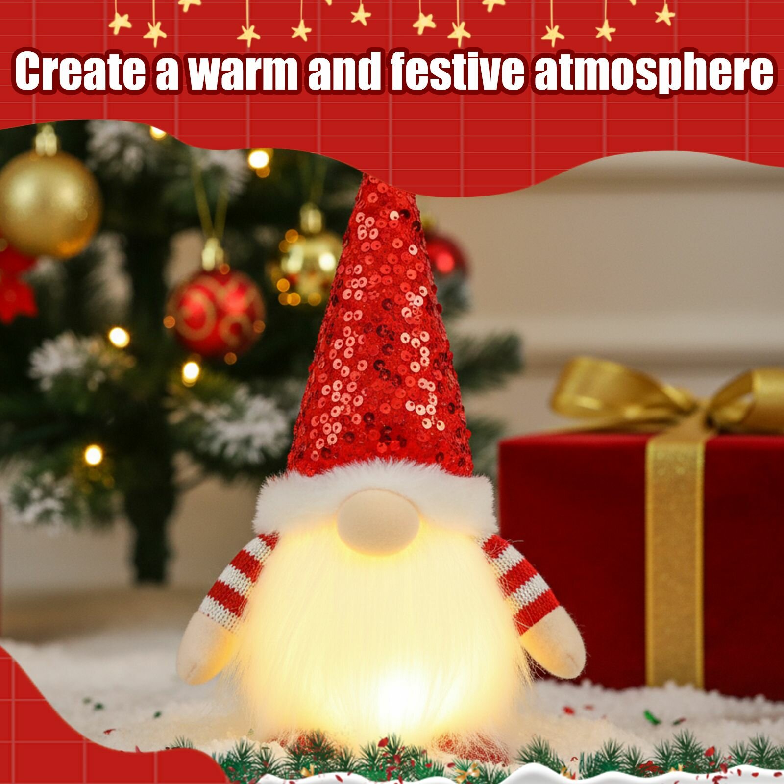 Рождественские украшения Gnome 12 дюймов с подсветкой рождественские гномы плюшевая кукла украшение