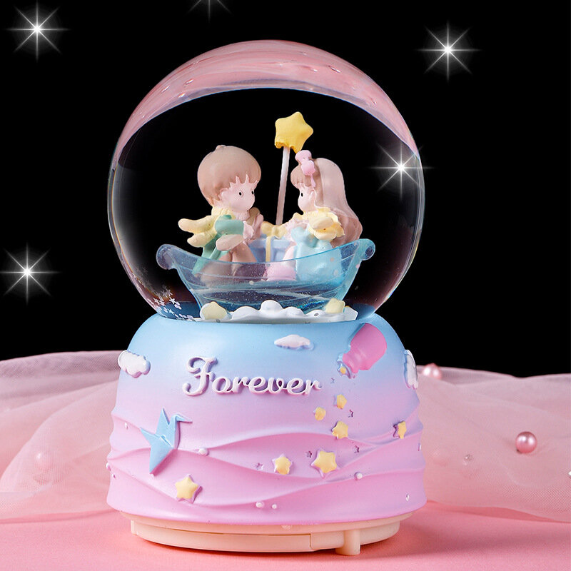 Мечтательная девочка, музыкальная шкатулка с кристальным шаром в виде единорога, украшение, музыкальная шкатулка для студентов, снежинка, водяной шар, подарок на день рождения