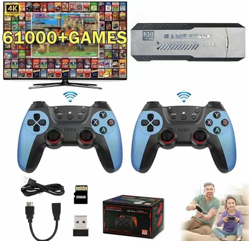 Игровая консоль X2blue для дома, двухигровая аркада, 4K беспроводная HD TV игровая консоль, кросс-платформенная HDMI семейная игра
