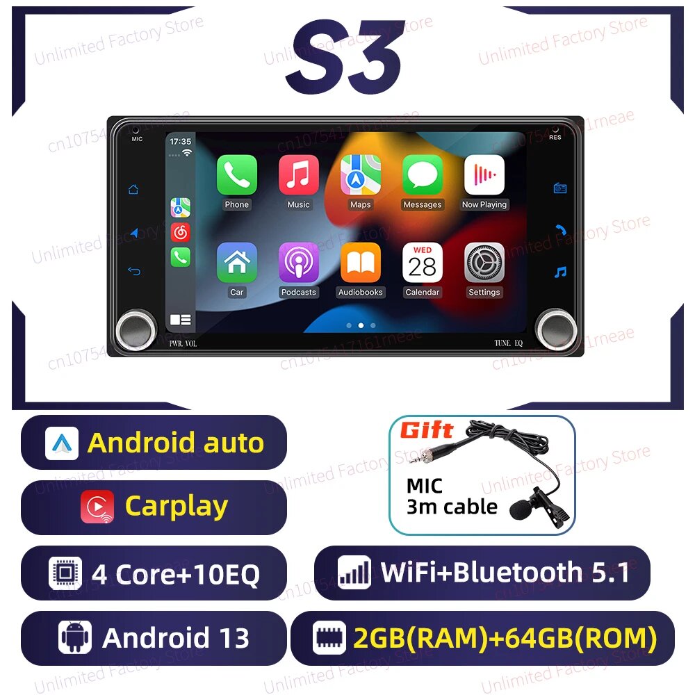 Навигационный головной блок, стерео для Toyota ISIS 2004-2019, 7-дюймовый экран, беспроводной Carplay, авторадио, Android, автомобильный мультимедийный 2Din, радио, GPS