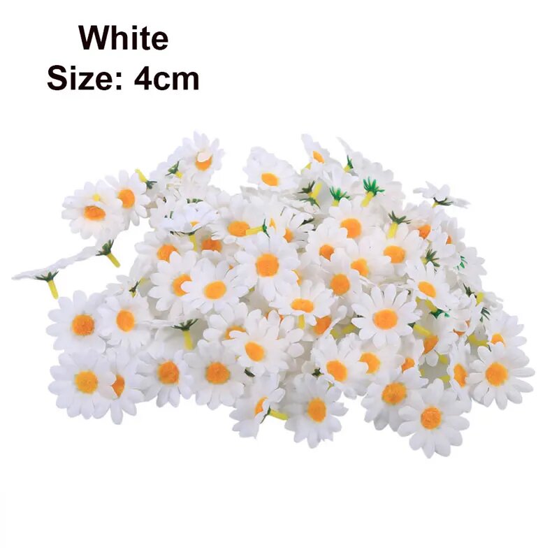Искусственные цветы, подсолнух, ромашка, 50/100 шт. Белый, 4cm 50pcs, White