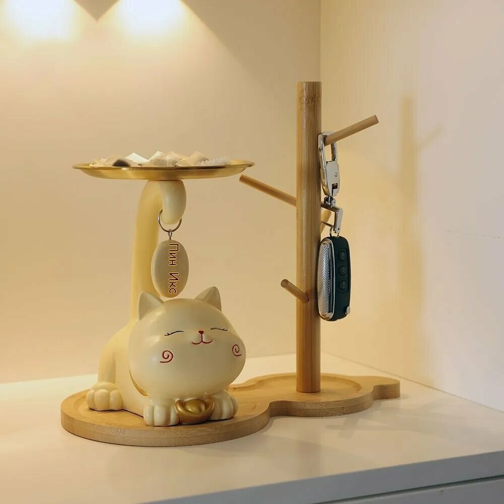 Копилка "Кошка", для детей, звуковой эффект, бежевая, 11,5 x 18,5 см